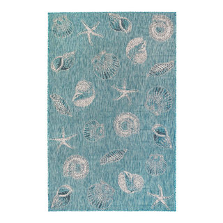 Carmel Shells Indoor/Outdoor Rug, 7'10"x9'10" - Beach Style - Outdoor ...