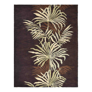 Hand Tufted Wool Area Rug Floral Brown, [Rectangle] 9'x12' - Tropical ...