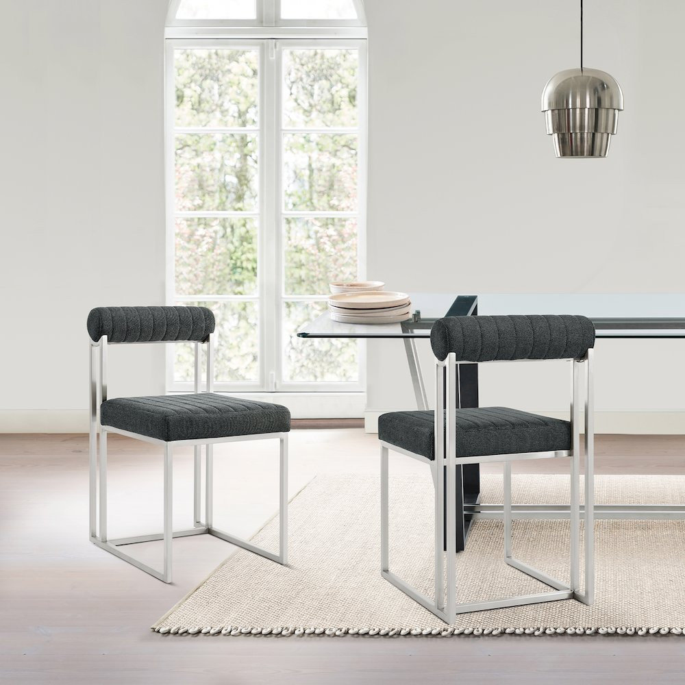 Anastasia Dining Chair with Brushed Stainless Steel - Traditional ...