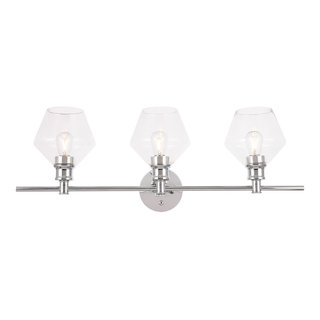 Gene 3-Light Wall Sconce, Chrome And Clear Glass - Transitional ...