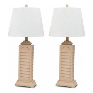 Set of 2 Yellow Beige Shutter Styled Table Lamps - Transitional - Lamp ...