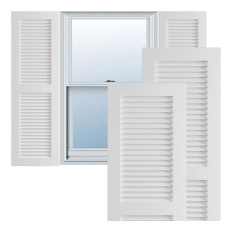 True Fit PVC Bungalow Fixed Mount Shutters, Pair, PepRed, 12Wx25"H, 18 ...