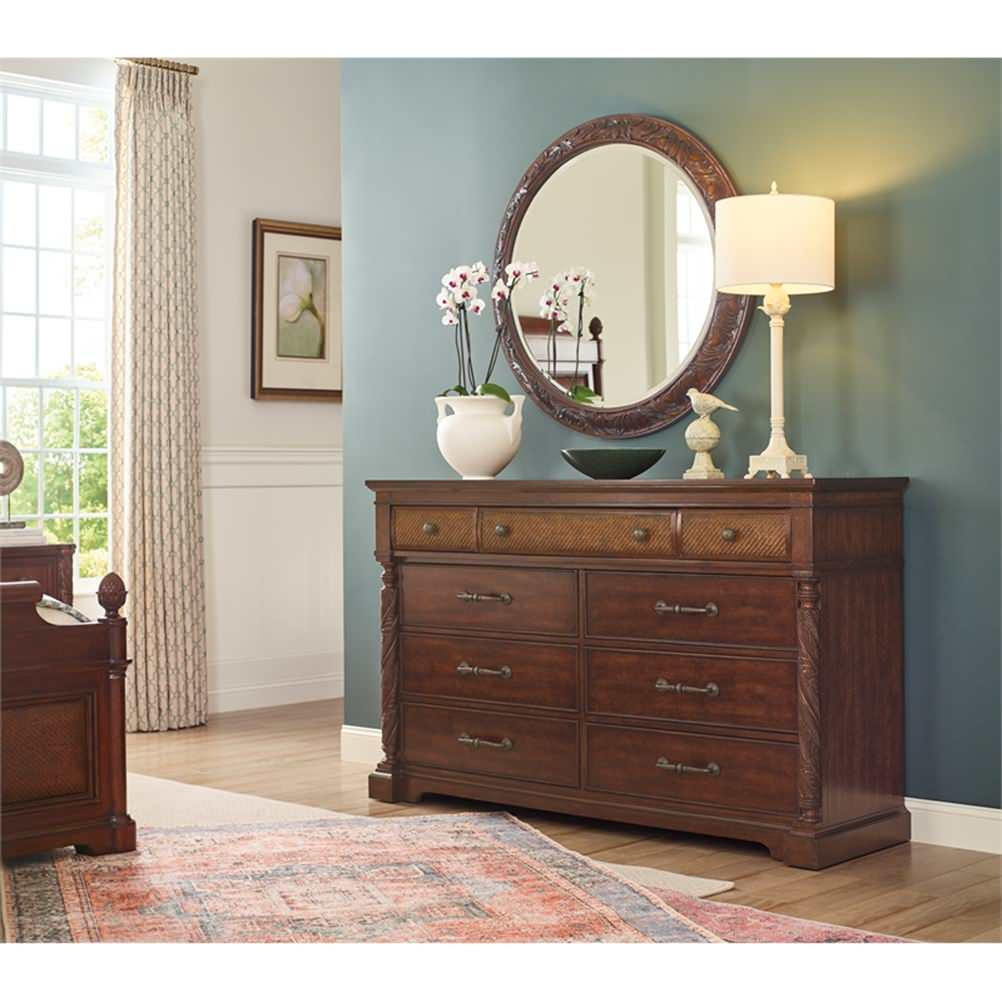 Hooker Furniture Charleston Round Traditional Wood Mirror in Cherry ...