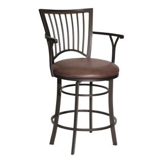 Bayview Metal Swivel Counter Stool with Coach Brown Microsuede Seat ...