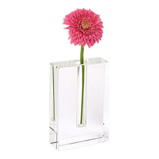 6" Clear Crystal Glass Square Table Vase - Contemporary - Vases - by ...