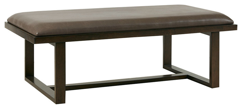 Madison Park Tracey Dark Coffee Faux Leather Wood Accent Bench, Brown ...