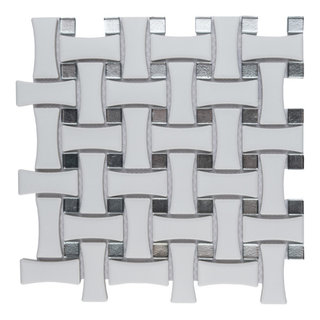 Metro Dog Bone Basketweave With Glass Dot Porcelain Mosaic Wall Tile ...