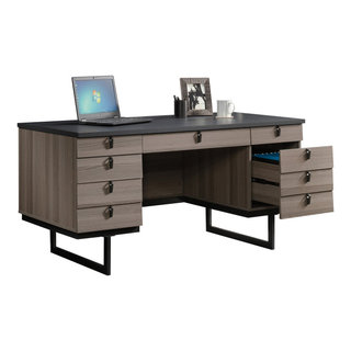 International Lux Executive Desk, Diamond Ash - Desks And Hutches - by Modon | Houzz