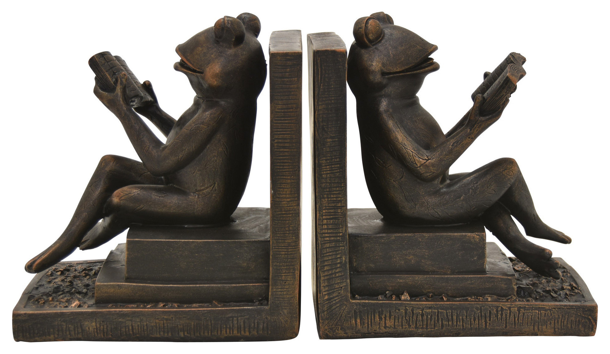 Plutus Brands Frog Bookend, Bronze Resin Set Of 2 - Eclectic - Bookends ...