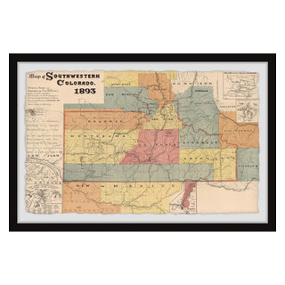 "Map of Southwestern Colorado" Framed Painting Print, 18x12 ...