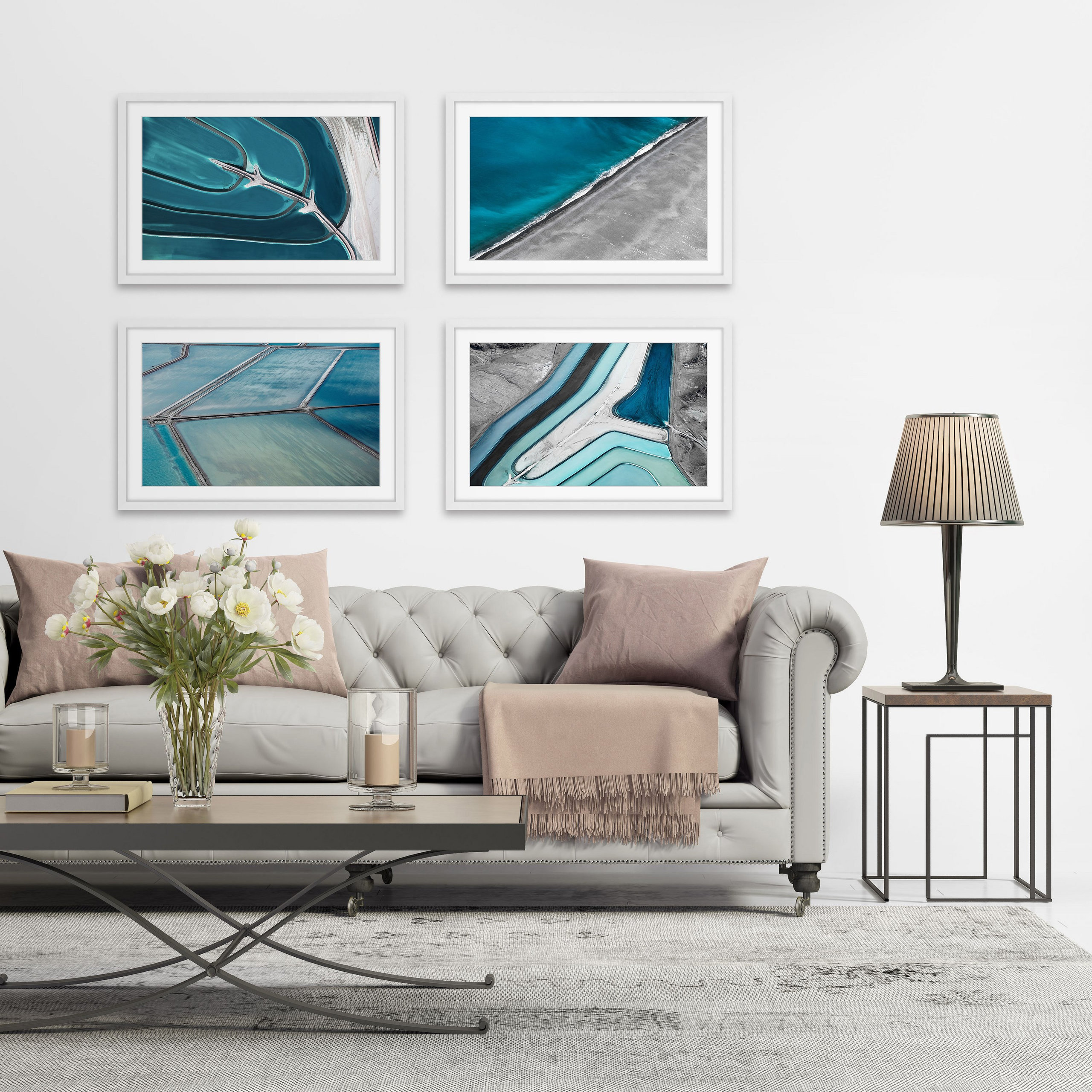 Water Channels Quadriptych, 90x60 - Contemporary - Prints And Posters ...