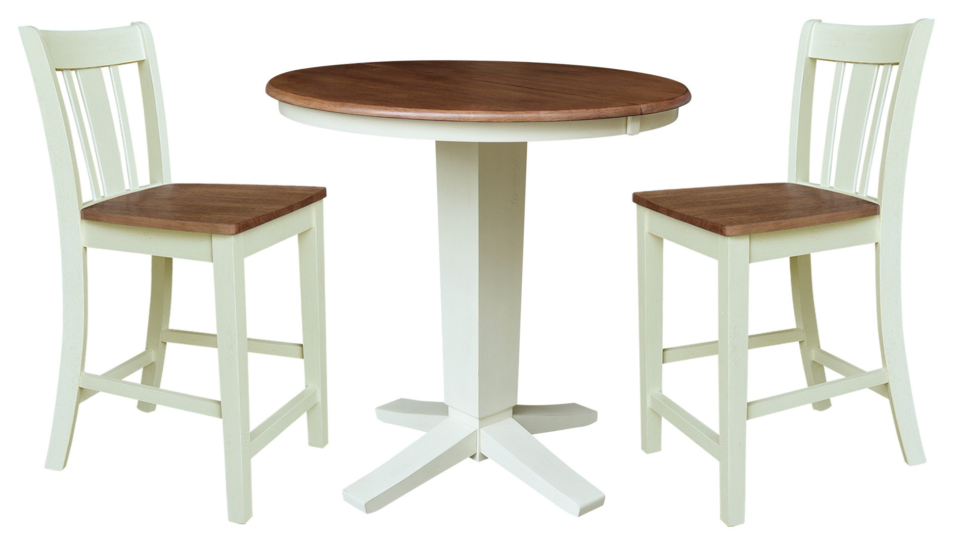 36" Round Extension Table With Counter Height Stools, 3-Piece ...