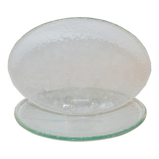 Textured Glass Oval Dessert Plates, Set of 2 - Contemporary - Salad And ...