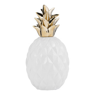 Ceramic 13" Pineapple Deco, White, 7x7x13 inches - Tropical ...
