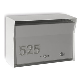 RetroBox Locking Modern Wall Mounted Mailbox, Arctic White & Stainless ...