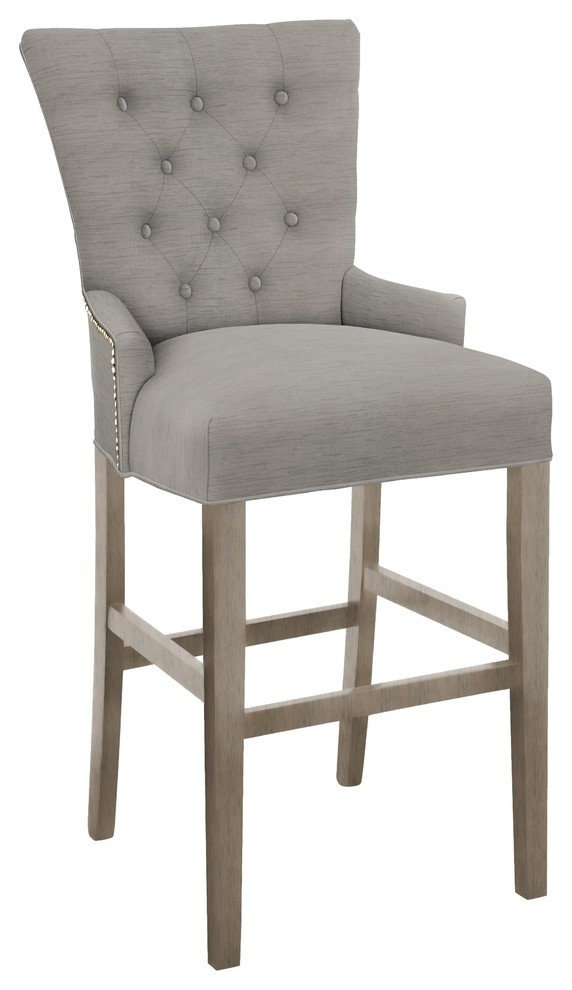 Modern Hekman Woodmark Sonya Bar Stool With Antique Brass Nailhead Trim ...
