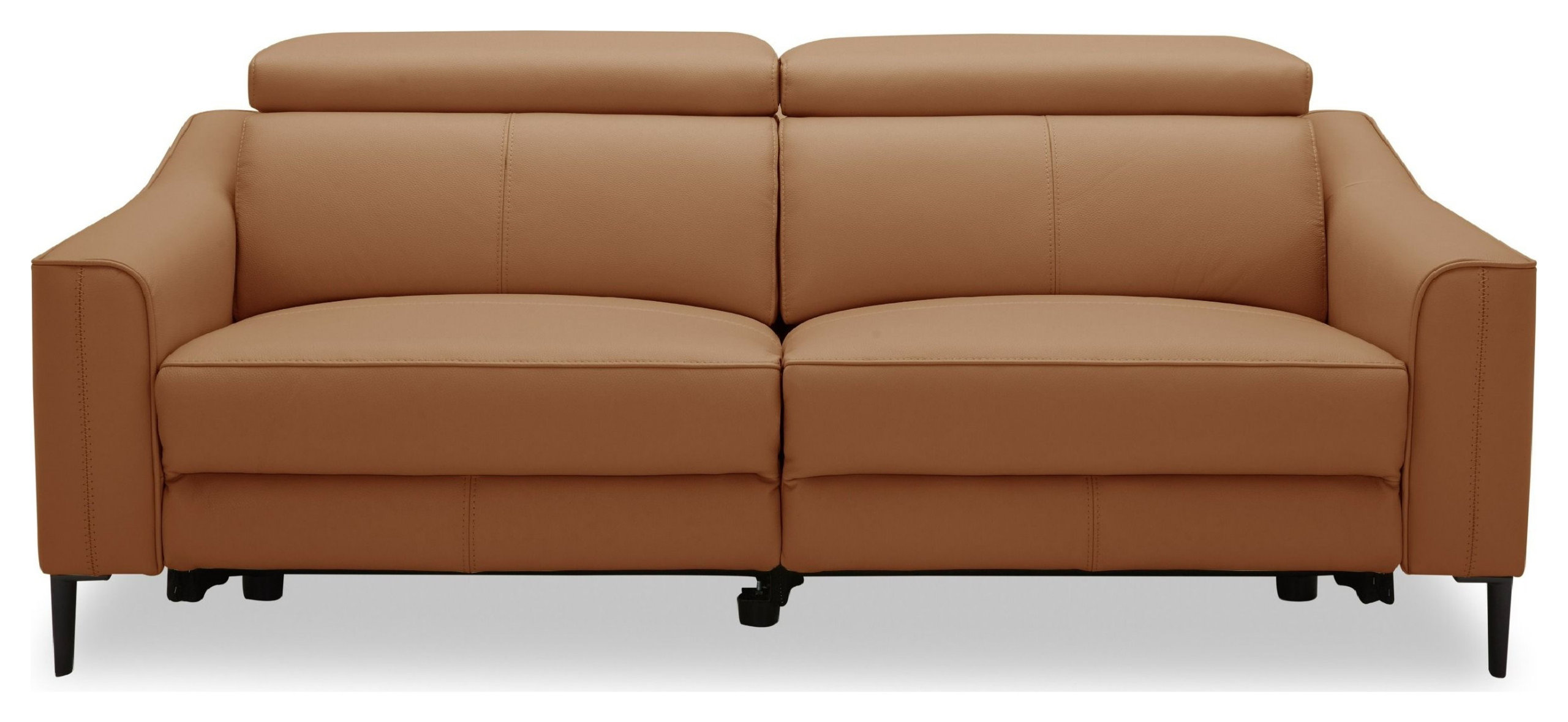 Divani Casa Eden Modern Camel Leather Sofa With 2 Recliners ...