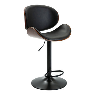 Adjustable Upholstered Swivel Barstool, Mix color PU Leather, Set of 2 ...