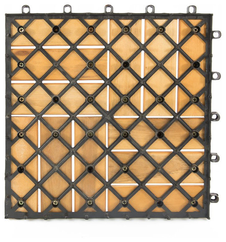 Villa Acacia Wood Interlocking Deck Tiles for Outdoor Patio and Floors ...