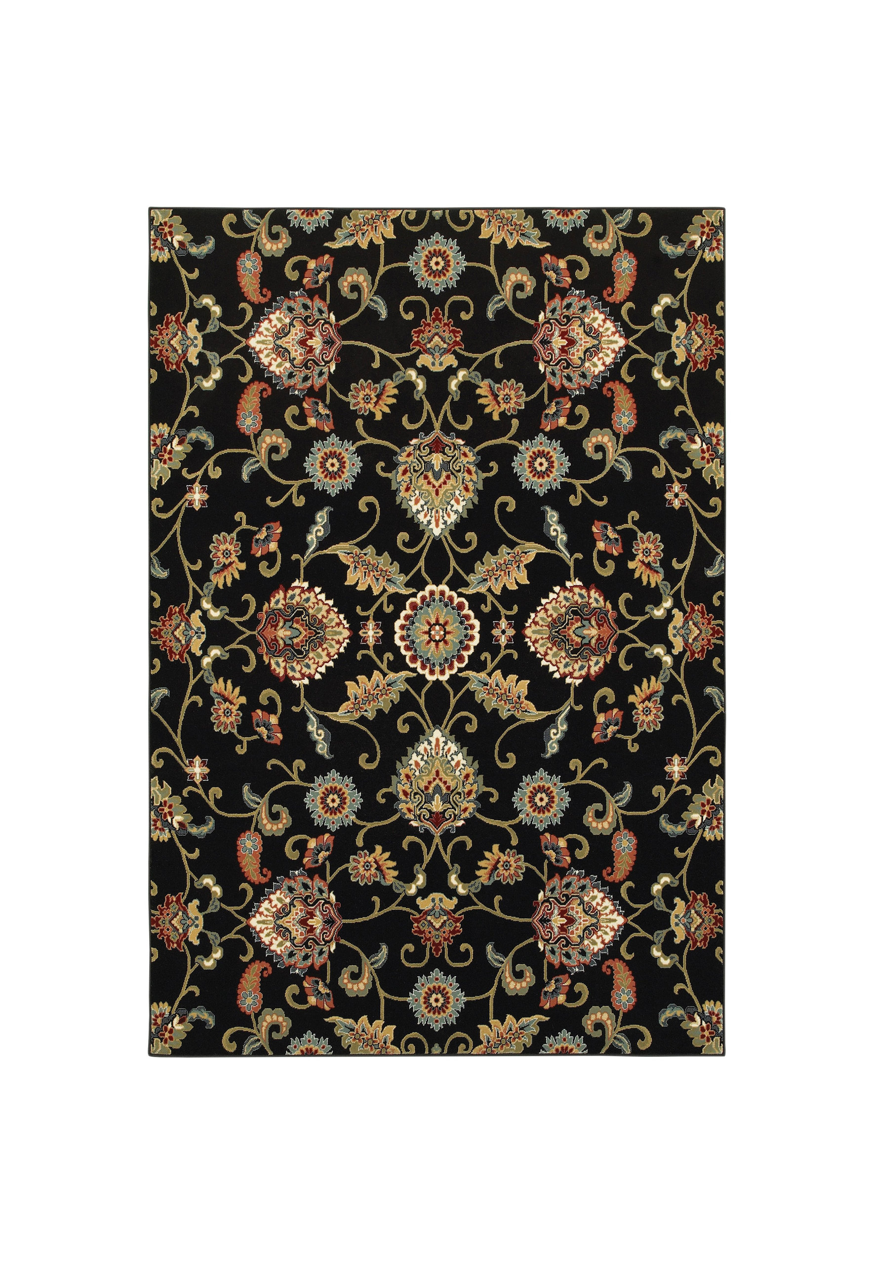 Kashan 9946K Black/Multi 1'10" x 3' Rug, Runner 2'3" x 7'6 ...