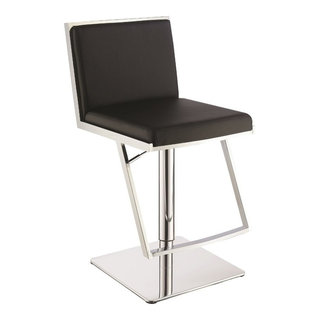 Adjustable Metal Bar Stool, Black And Silver - Contemporary - Bar ...