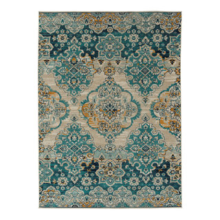 Kaleen Zuma Beach Collection Turquoise Gold Area Rug 9'x12 ...