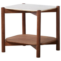 Dowel Solid Wood Marble Side Table - Transitional - Side Tables And End ...
