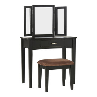 Benzara BM138072 Contemporary Style Vanity Table, Black - Transitional ...