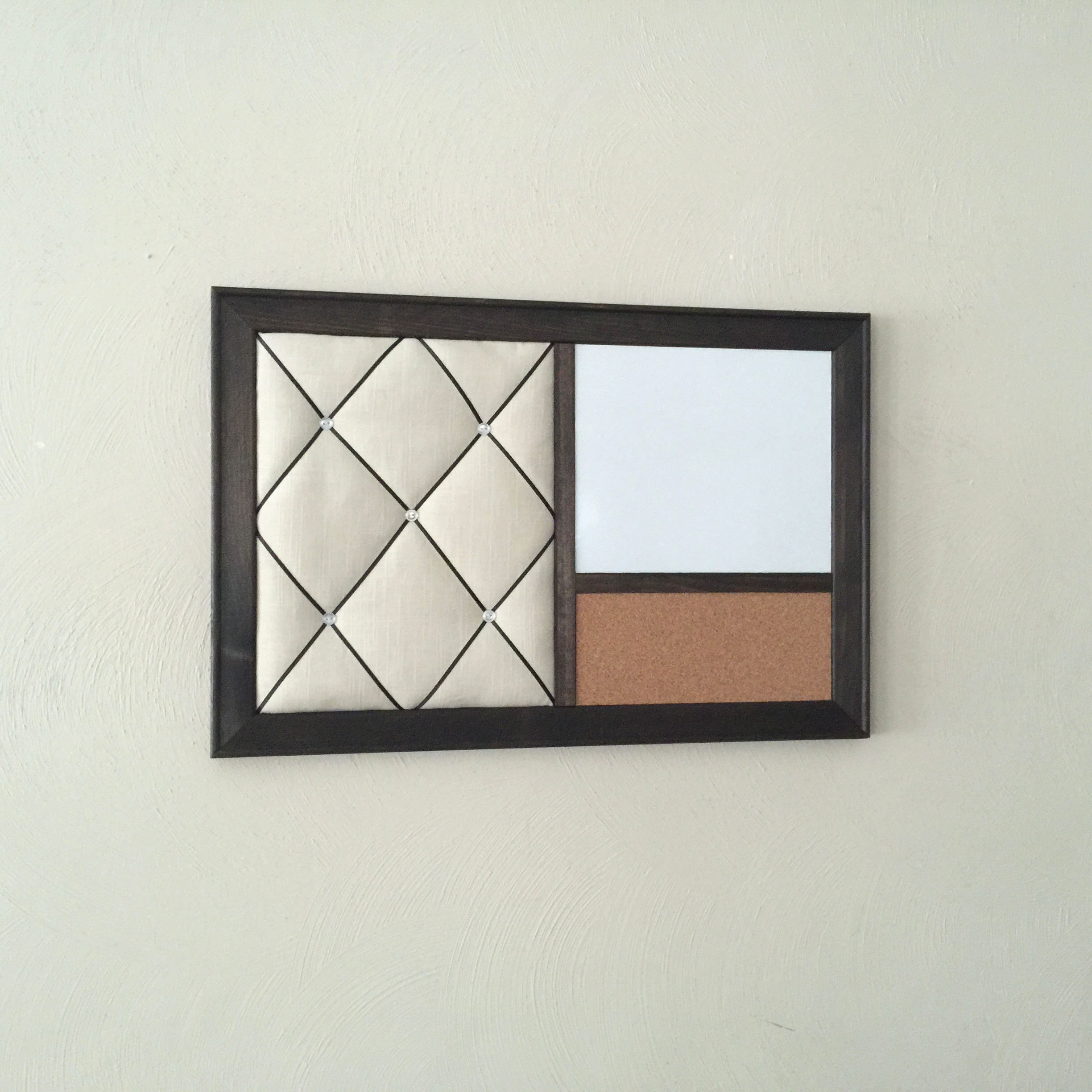 Wall Organizer with Linen French Memo Board, Whiteboard & Corkboard ...