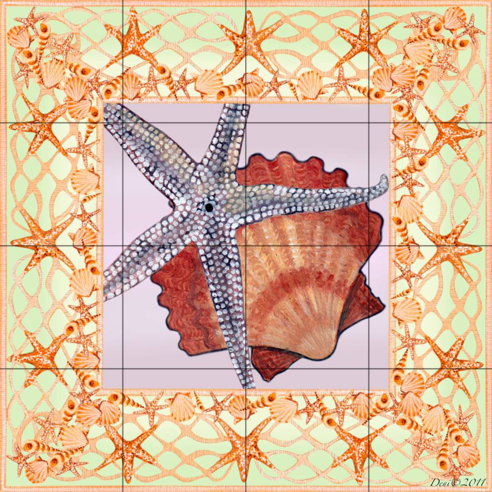Tile Mural Kitchen Backsplash Seashell Square 3 by Denise Freeman, 17 ...