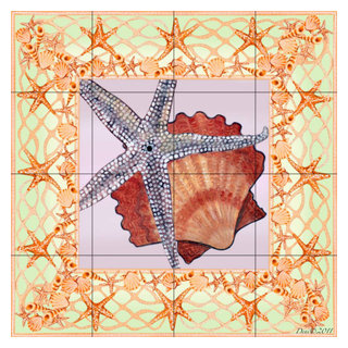 Tile Mural Kitchen Backsplash Seashell Square 3 by Denise Freeman, 17 ...