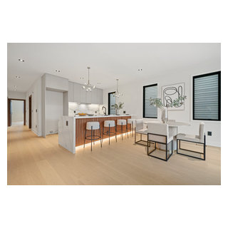 Modern white + slatted wood Kitchen in NJ - Contemporary - Kitchen ...