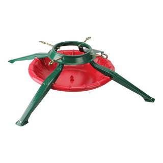 28' Green and Red Christmas Real Live Tree Stand - Modern - Christmas ...