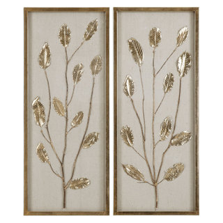 Uttermost Branching Out Gold Leaf Panels Set/2 - Contemporary - Wall ...