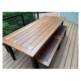 Custom Outdoor Dining Table Set with Benches - Rustic - Patio - Other ...