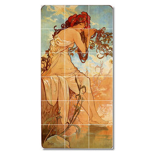 Alphonse Mucha Poster Art Painting Ceramic Tile Mural #37, 36" Wide x ...