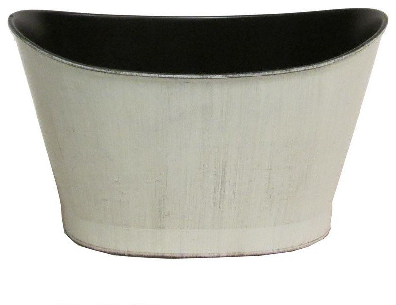 Hand Painted Boat Shape Plastic Pot Planter - Farmhouse - Outdoor Pots ...