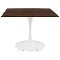 40" Dining Table, Square, White Walnut, Metal, Modern, Bistro ...