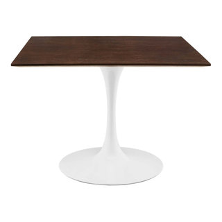 40" Dining Table, Square, White Walnut, Metal, Modern, Bistro ...