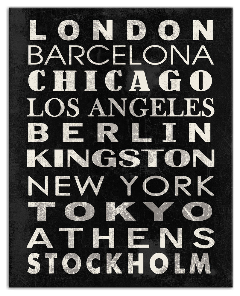 Major City Names Canvas Wall Art, 24x30 - Contemporary - Prints And ...