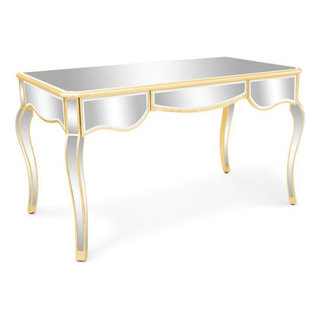 Kendall Mirrored Vanity Table, Gold - Traditional - Bedroom & Makeup ...