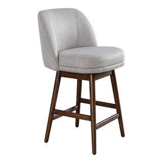 Sadie Solid Wood Swivel Stool, Fabric, Set of 3, 26" Counter Height ...