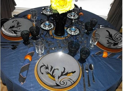 Blue and black table