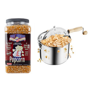 Stove Top Popcorn Maker 6.5-Quart Popper With Hand Crank and 7lbs ...