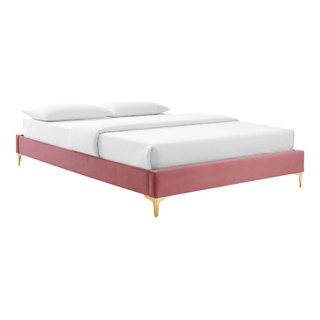 Sutton Queen Performance Velvet Bed Frame - Midcentury - Platform Beds ...