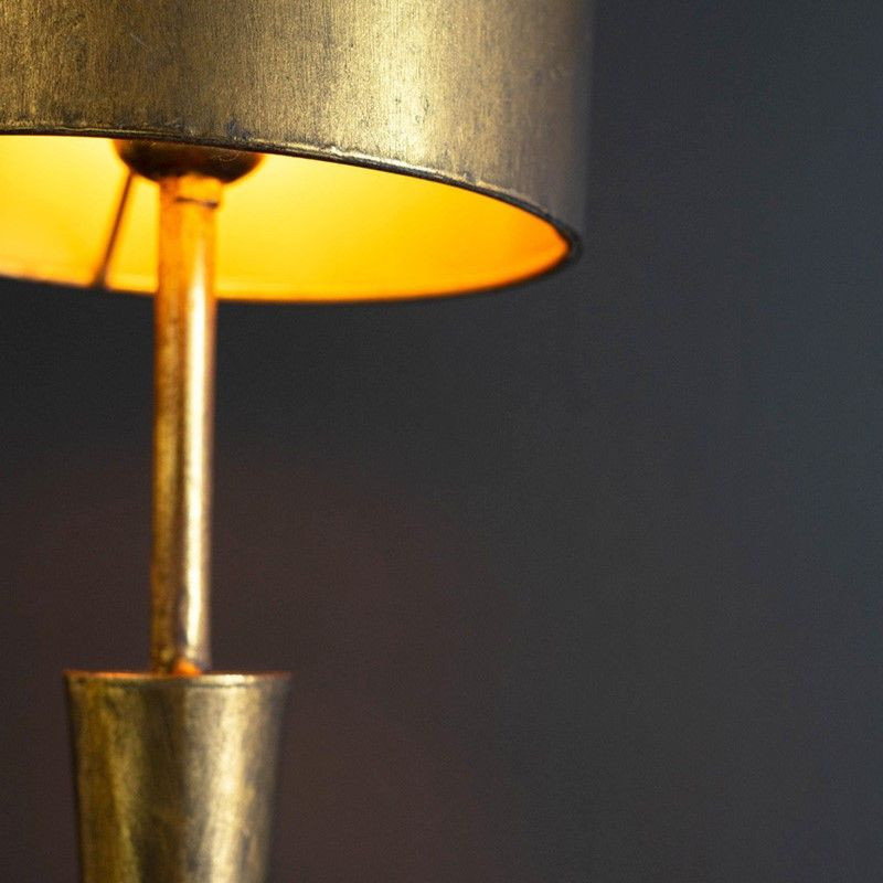 Slim Distressed Gold Tall Metal Shade Table Lamp 40 in Round Buffet ...