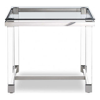 20" Silver and Clear Glass Square End Table, 23"x23"x20" - Contemporary ...