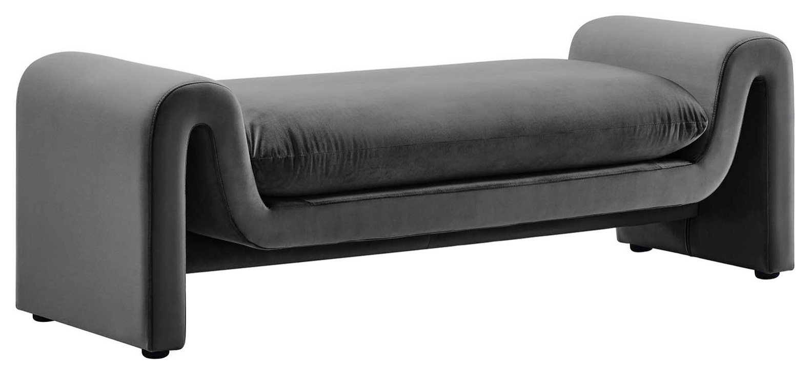 Waverly Performance Velvet Bench - Gray - Transitional - Upholstered ...