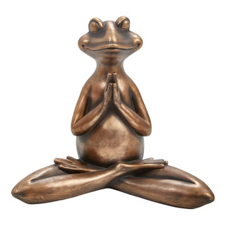 Sagebrook Home Copper Yoga Frog, Prayer Hands - Eclectic - Decorative ...