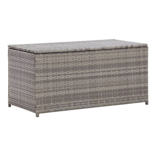 vidaXL Garden Storage Box Poly Rattan 39.4"x19.7"x19.7" Gray - Tropical ...